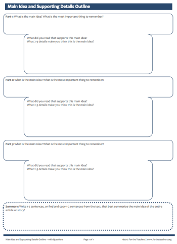 MainIdeaQuestions – For the Teachers